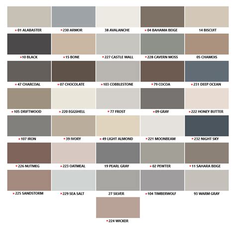 Comprehensive Caulk Color Chart: Find the Perfect Match for Your ...