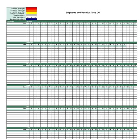 Printable Employee Vacation Tracker Excel - Imaginative Minds