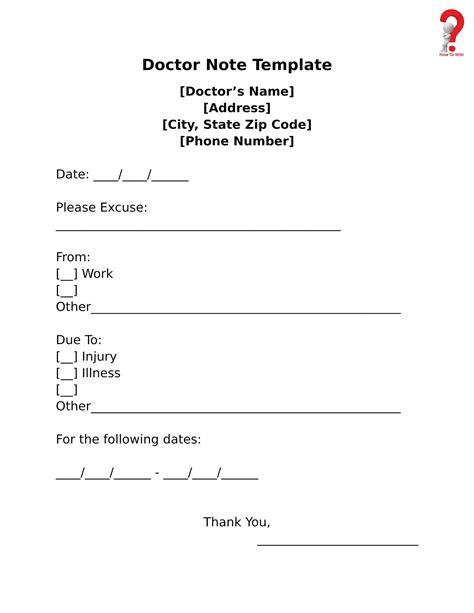 Fake Doctors Note With Signature Pdf - Imaginative Minds