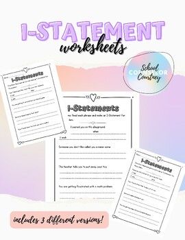 I Feel Statements Worksheet - Imaginative Minds
