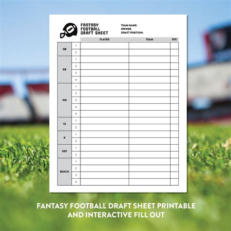 Fantasy Football Roster Worksheet - Imaginative Minds
